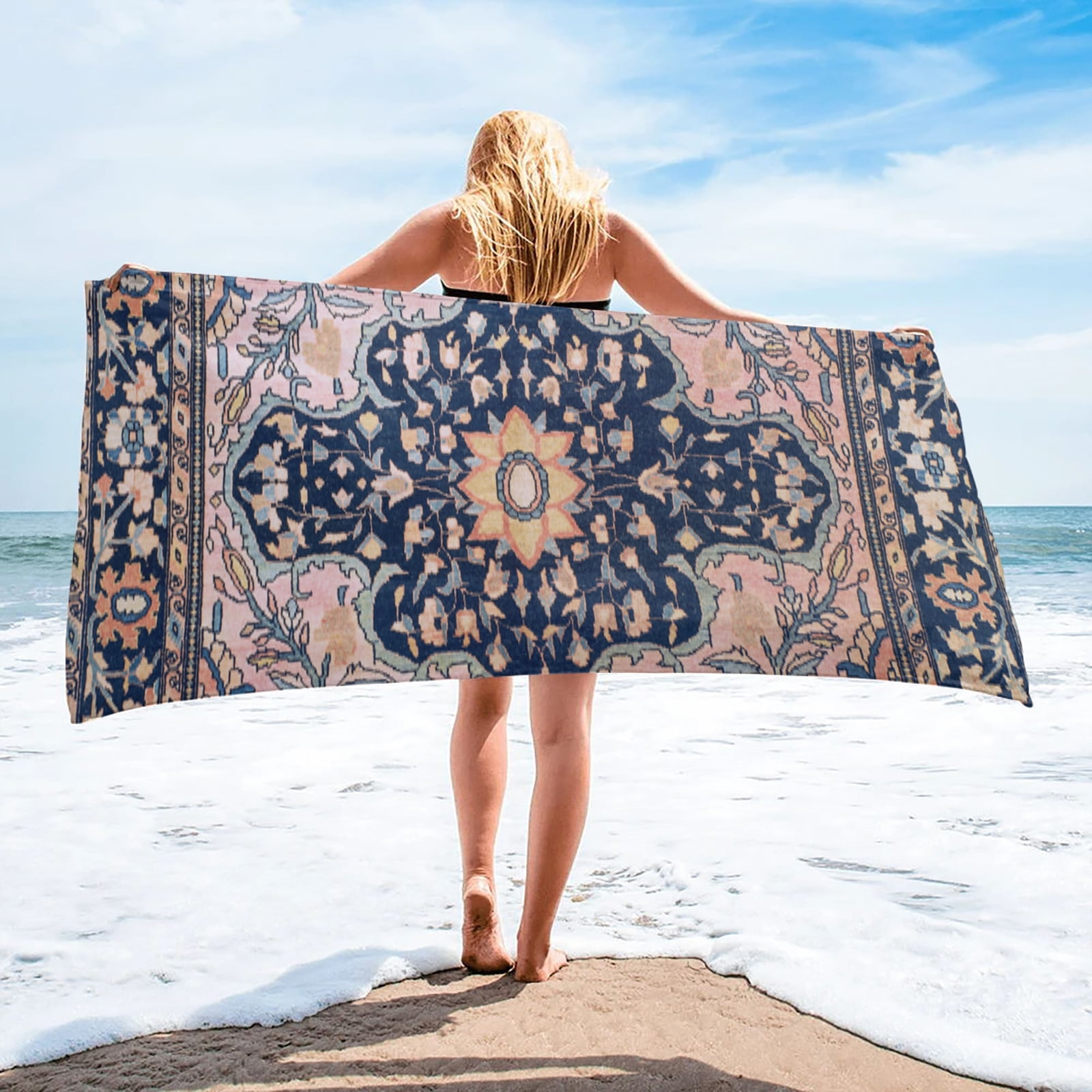 Antique Persian Rug Pattern Beach Towel Swimming Bath Towel Bathroom ...
