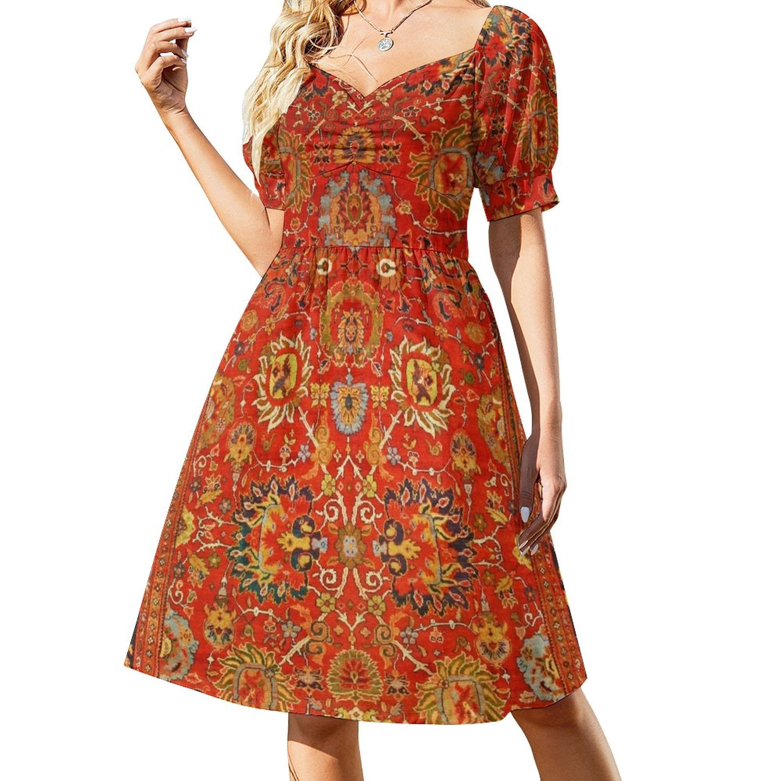 Antique Persian Sultanabad Rug Print Sleeveless Dress Women's summer ...