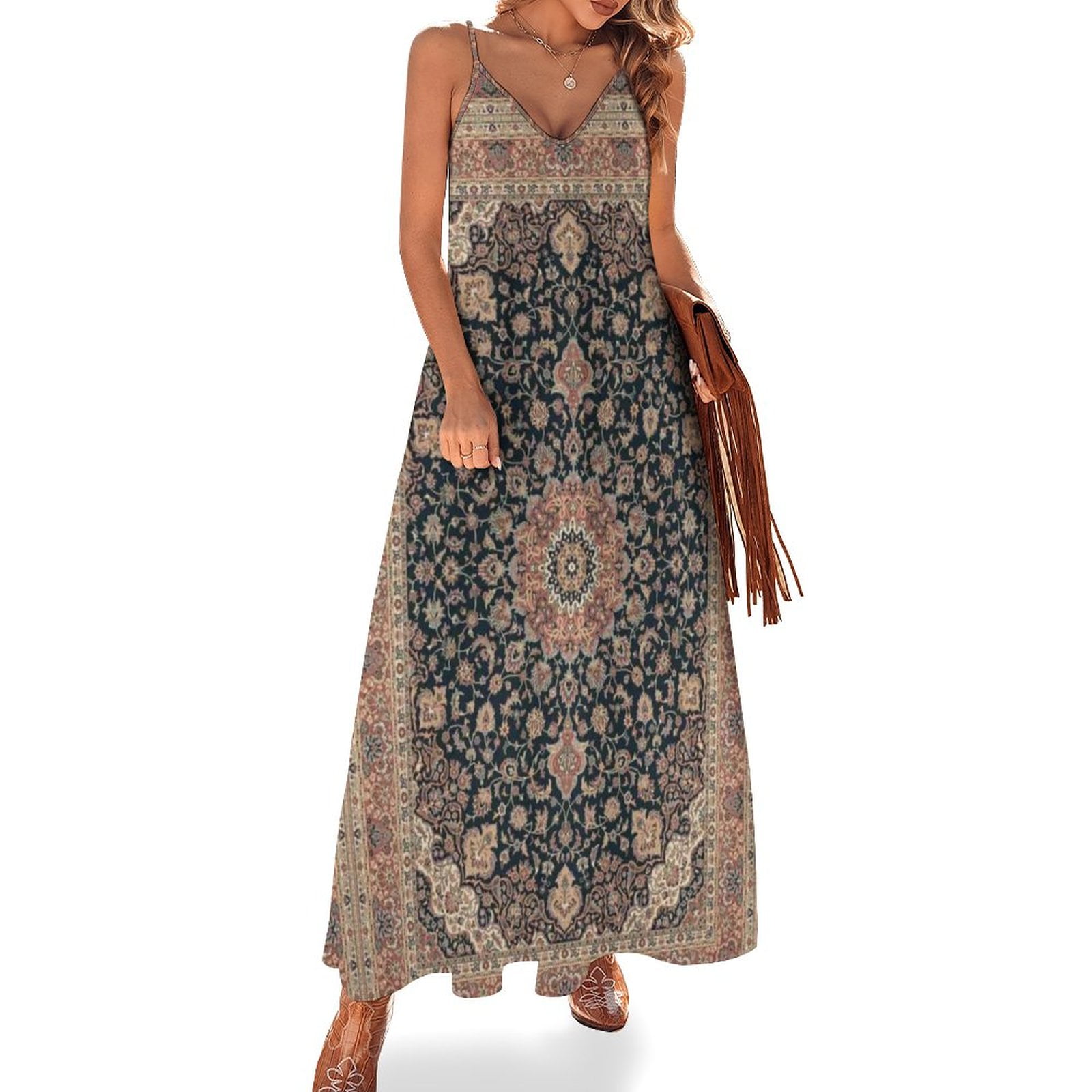 Antique Persian rug Sleeveless Dress evening dress ladies women dress ...