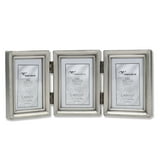 Antique Pewter Hinged Triple 2x3 Picture Frame - Beaded Edge Design ...