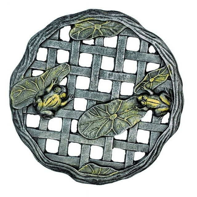Antique Pewter Metal Stepping Stone Frog - Cast Aluminum - Walmart.com
