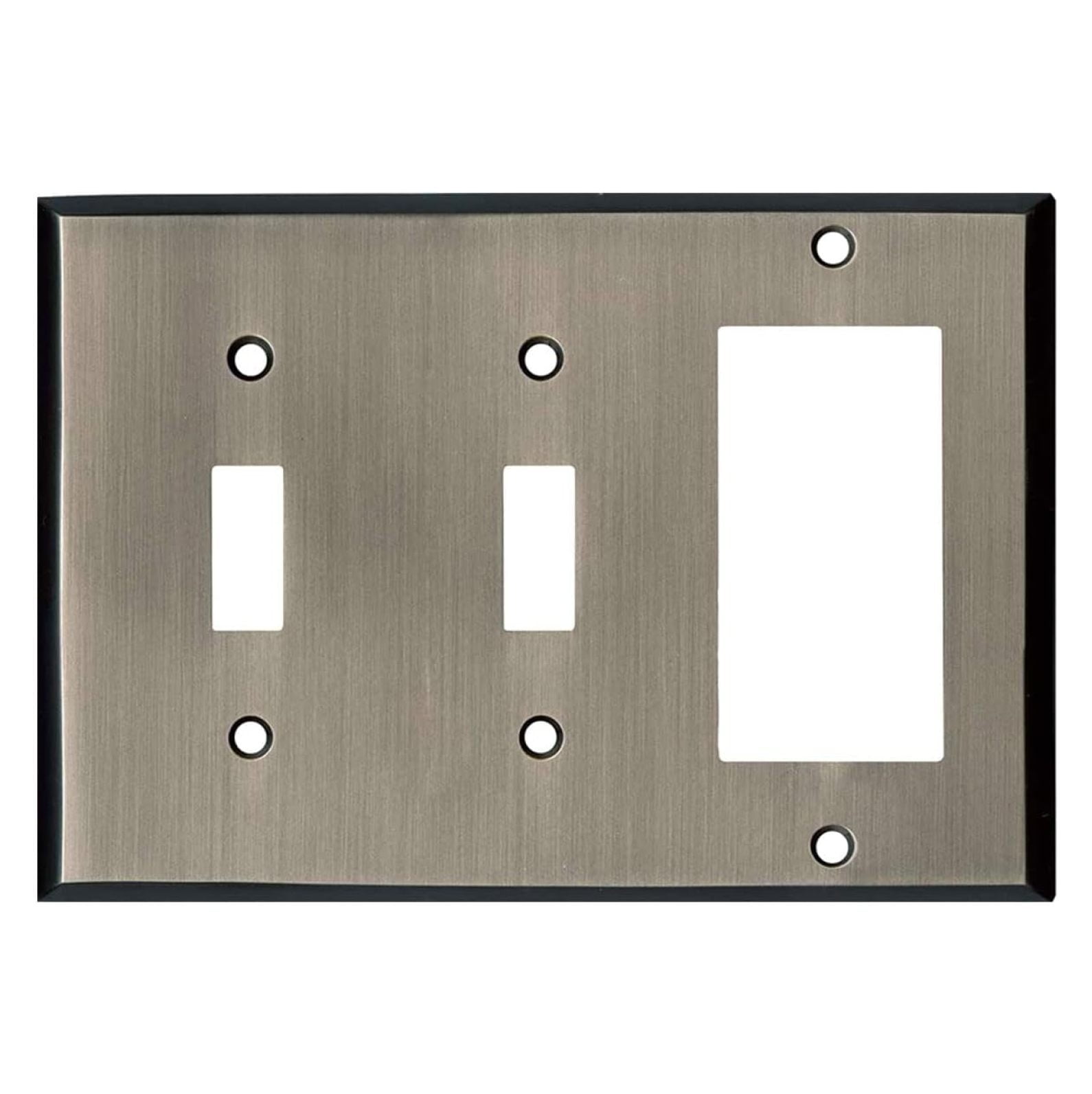 Antique Pewter Outlet Wall Plate | 2 Toggle - 1 GFI Rocker | 6.25" x 4. ...