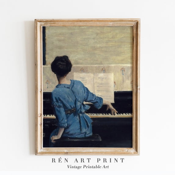 Antique Pianist Vintage Woman Portrait Art Poster, Unframed Size 16x24 ...