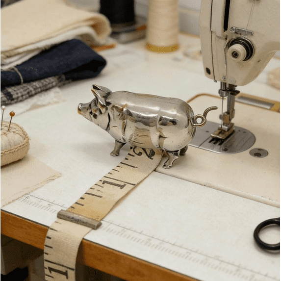 Antique Pig Mini Tape Measure – Vintage Nickel-Brass Finish Retractable ...