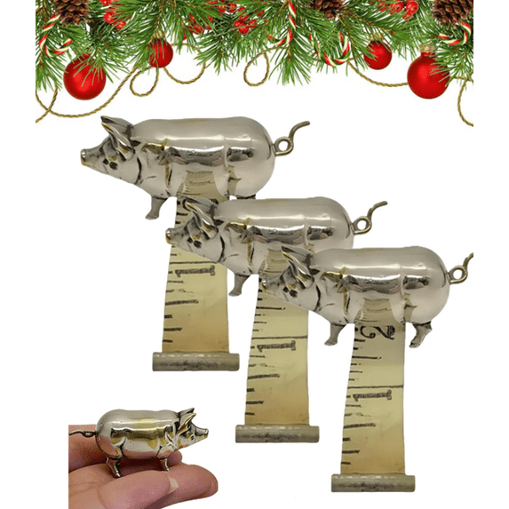 Antique Pig Mini Tape Measure – Vintage Nickel-Brass Finish Retractable ...