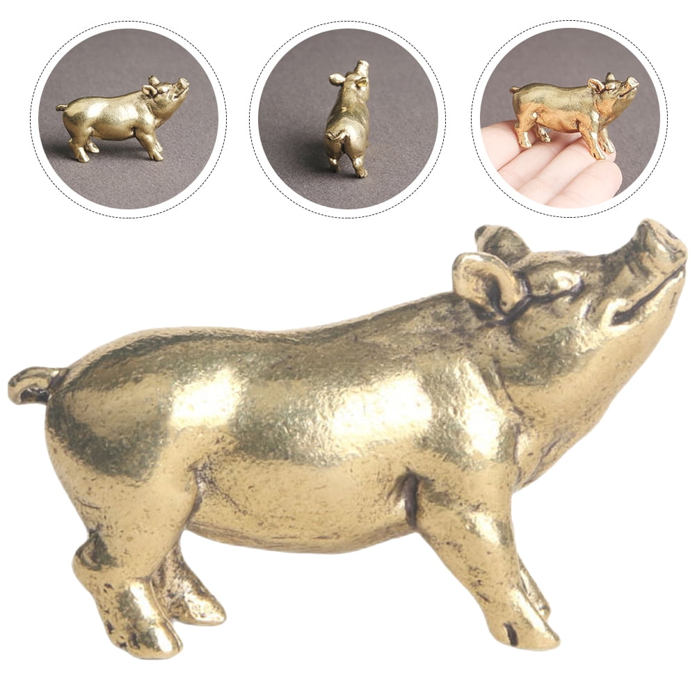 COMPUKAS Store Decoration Brass Pig Figurine Golden 1Pack - Walmart.com