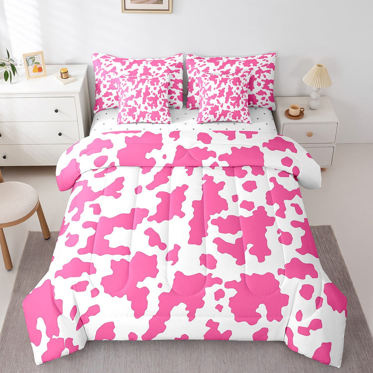 Antique Pink Cowhide Full Comforter Set 7 Pieces Bed in a Bag Bull ...