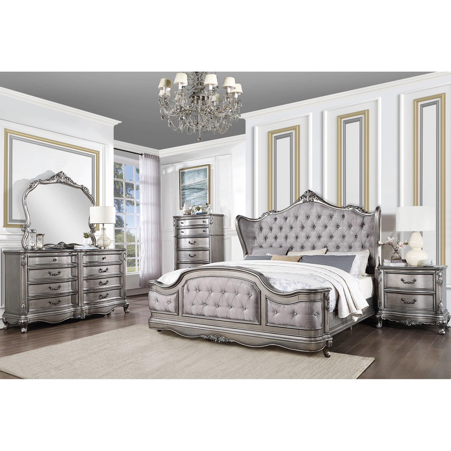 Antique Platinum Finish - Elegant Bedroom Transformation - Bedroom ...