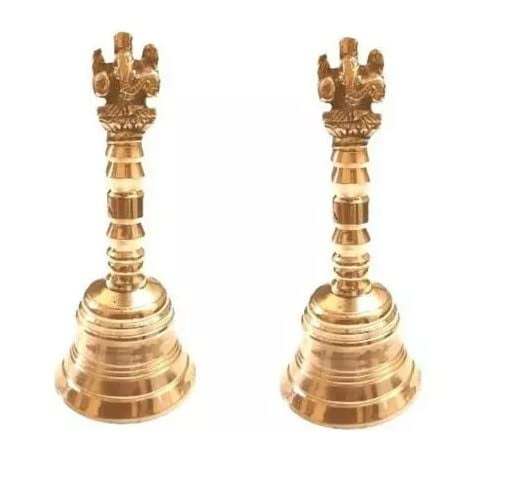 Antique Pooja Bells Metal Golden Color Garun Ghanti Hand Bell Garun for ...