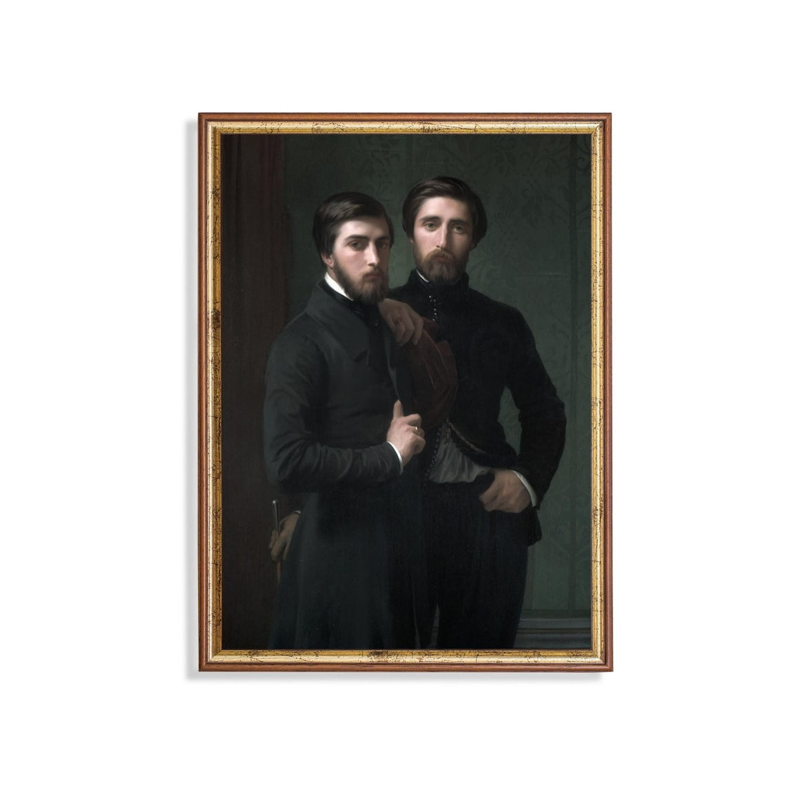 Antique Portrait Two Gentlemen, 19th Century Victorian Art Poster Decor ...