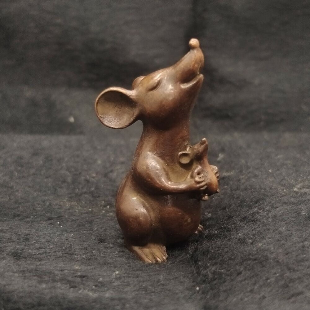 Antique Purple Bronze Blessed Rat Holding Son Tea Pet StatueChinese ...