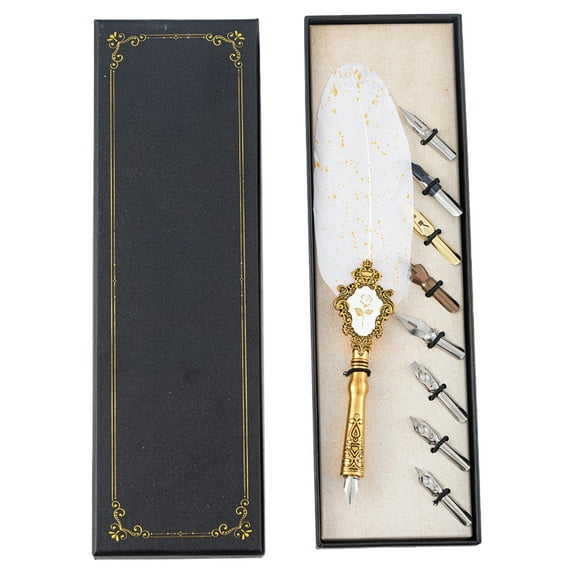 Antique Quill Pen with 8 Replaceable Tips, Calligraphy Dip Pen for ...