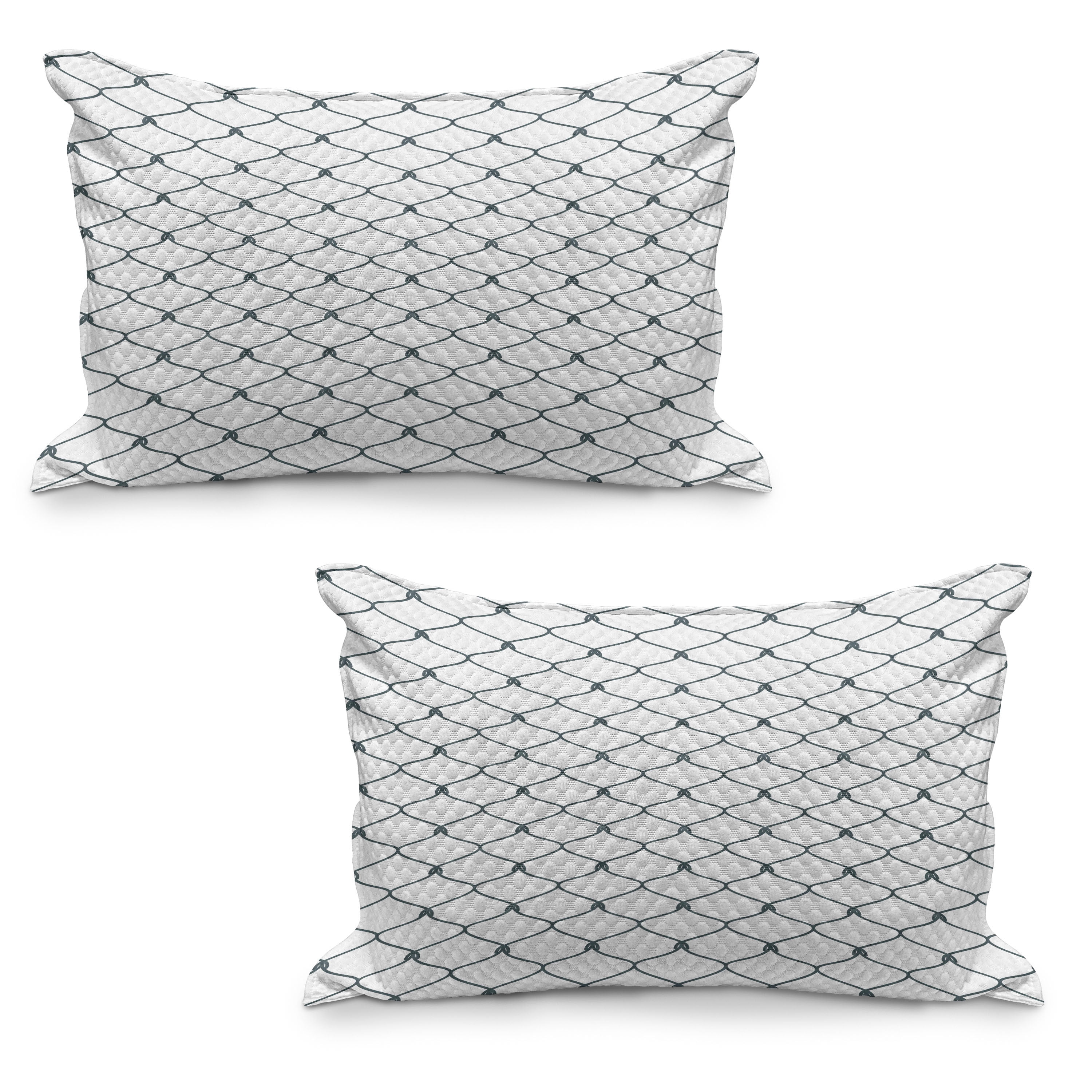 Antique Quilted Pillowcover Set of 2, Curvy Wavy Lines and Oval Shapes ...