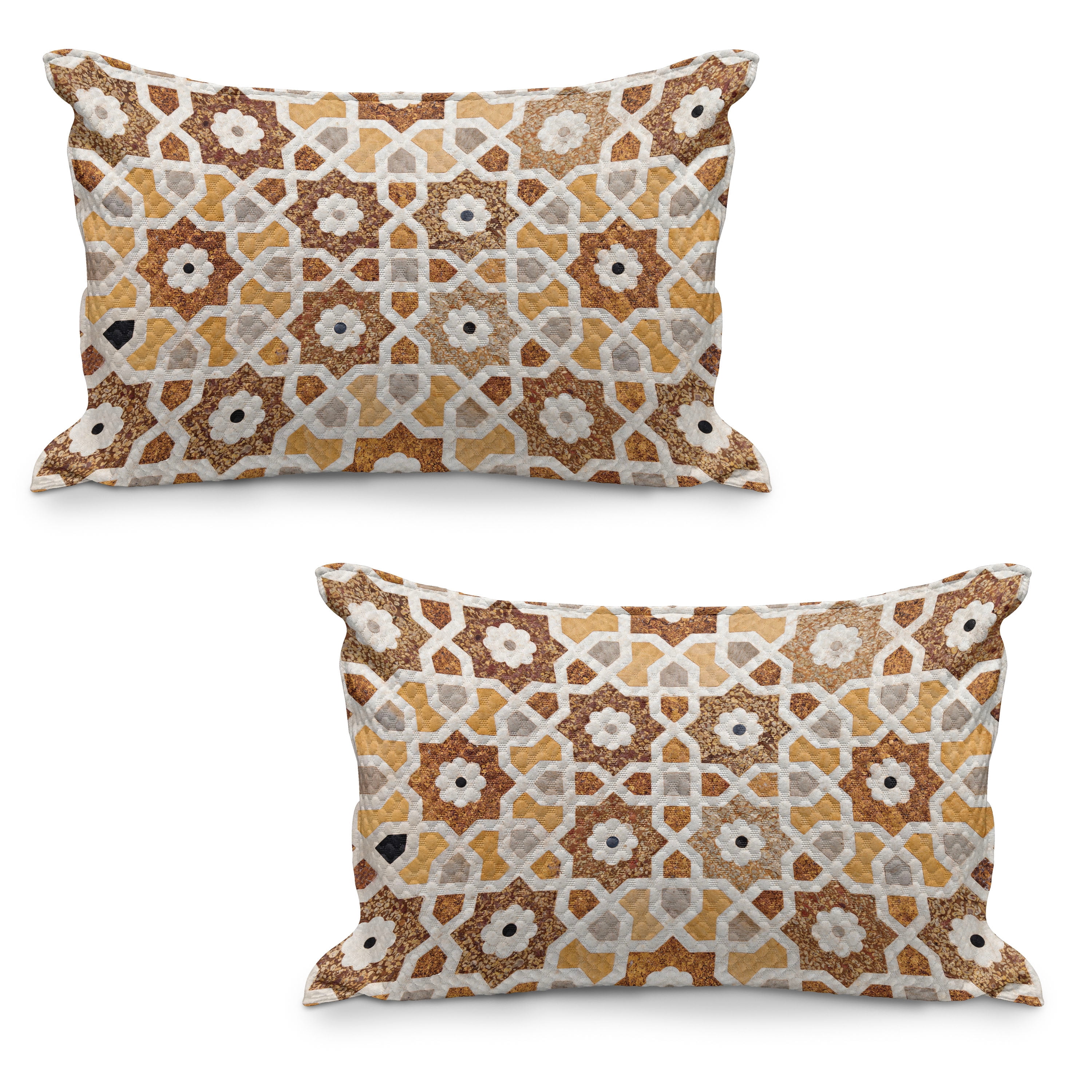 Antique Quilted Pillowcover Set of 2, Detail of Inlay and Geometric ...