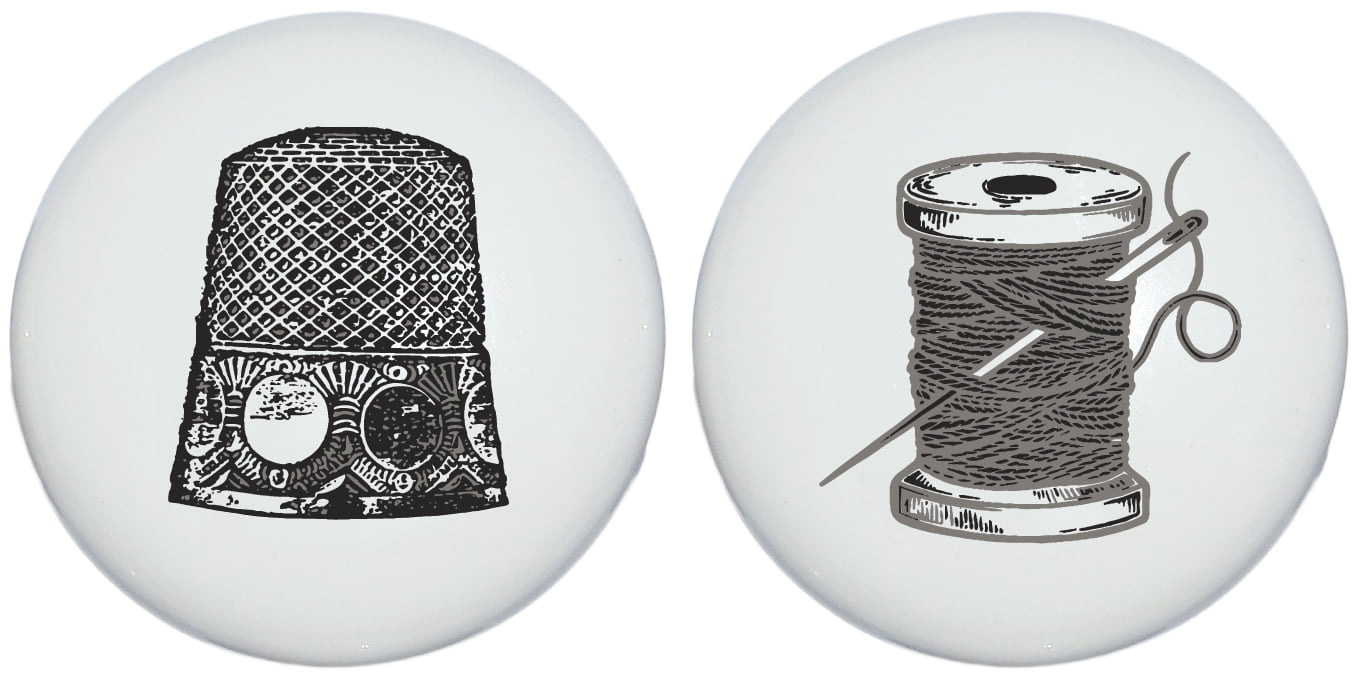 Antique Quilting Knitting Sewing White Ceramic with Gray, Black ...