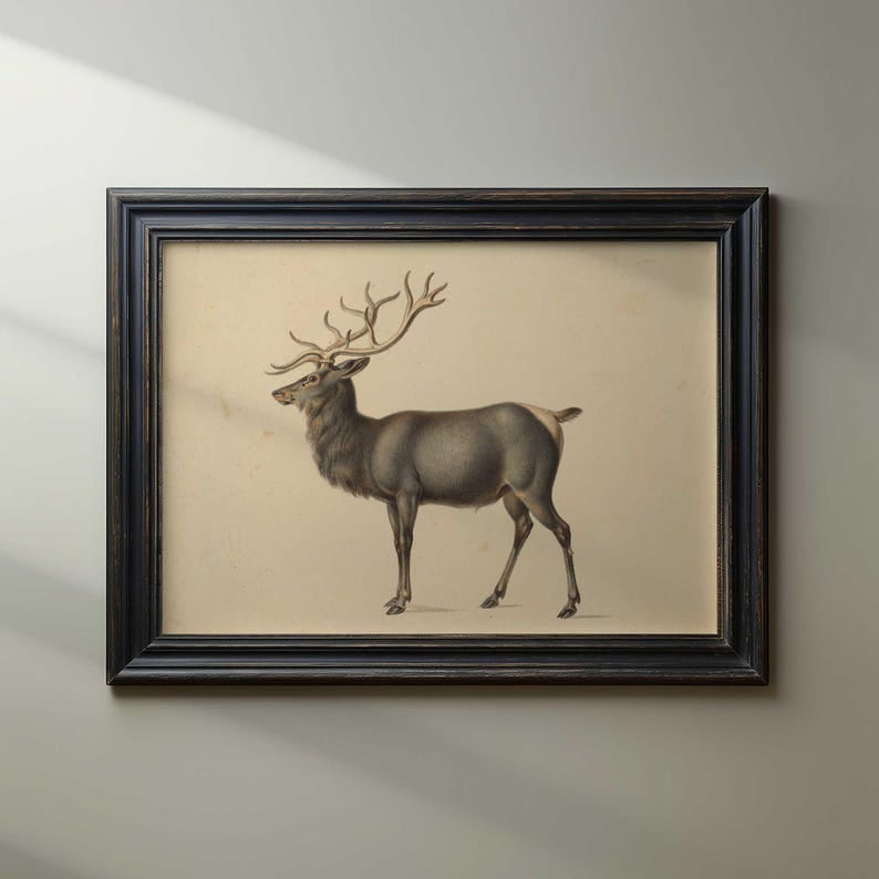 Antique Reindeer Print: Vintage Christmas Wall Art Print Art Home Decor ...