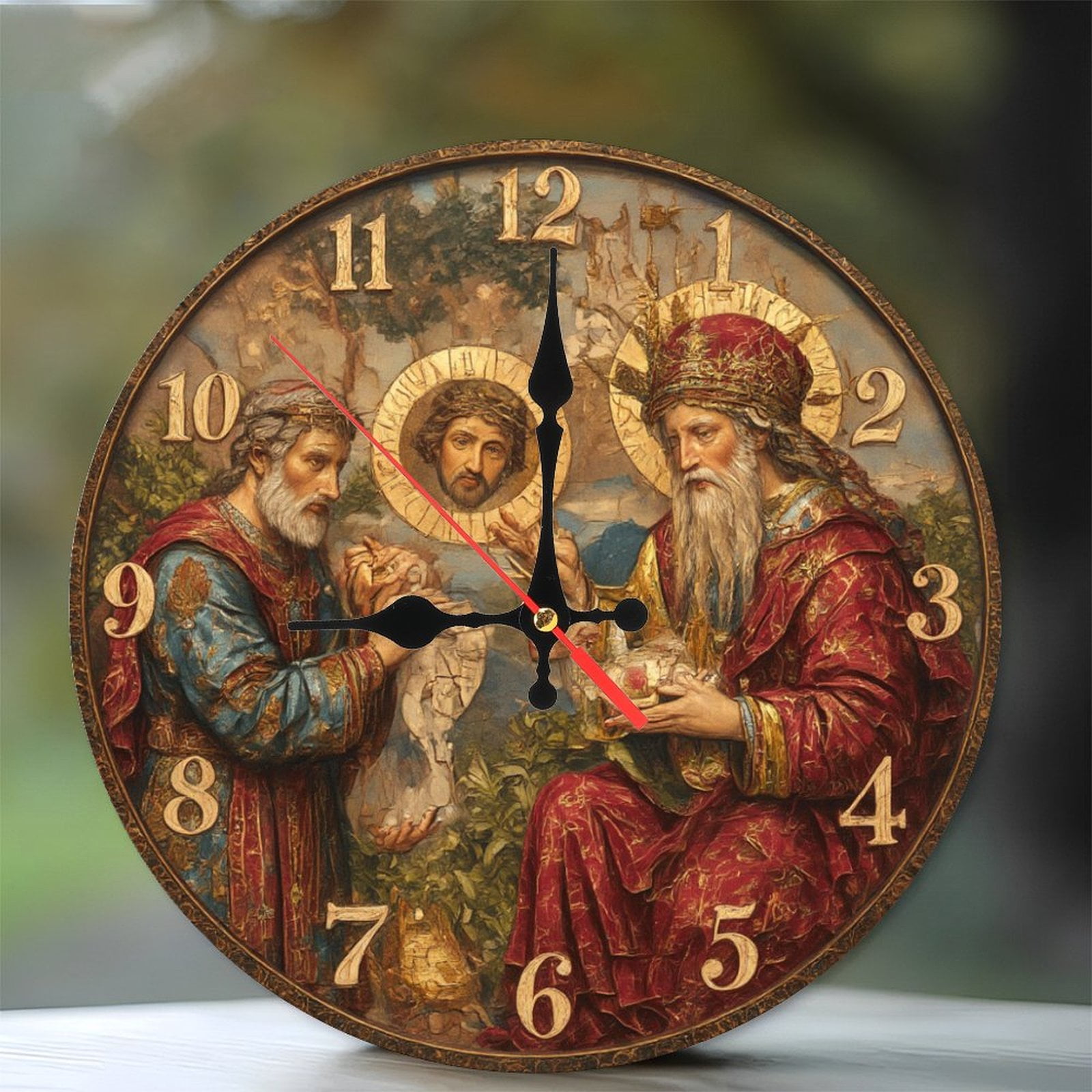 Antique Religious Wall Clock Jesus Christ God Father Son 10-Inch Silent ...