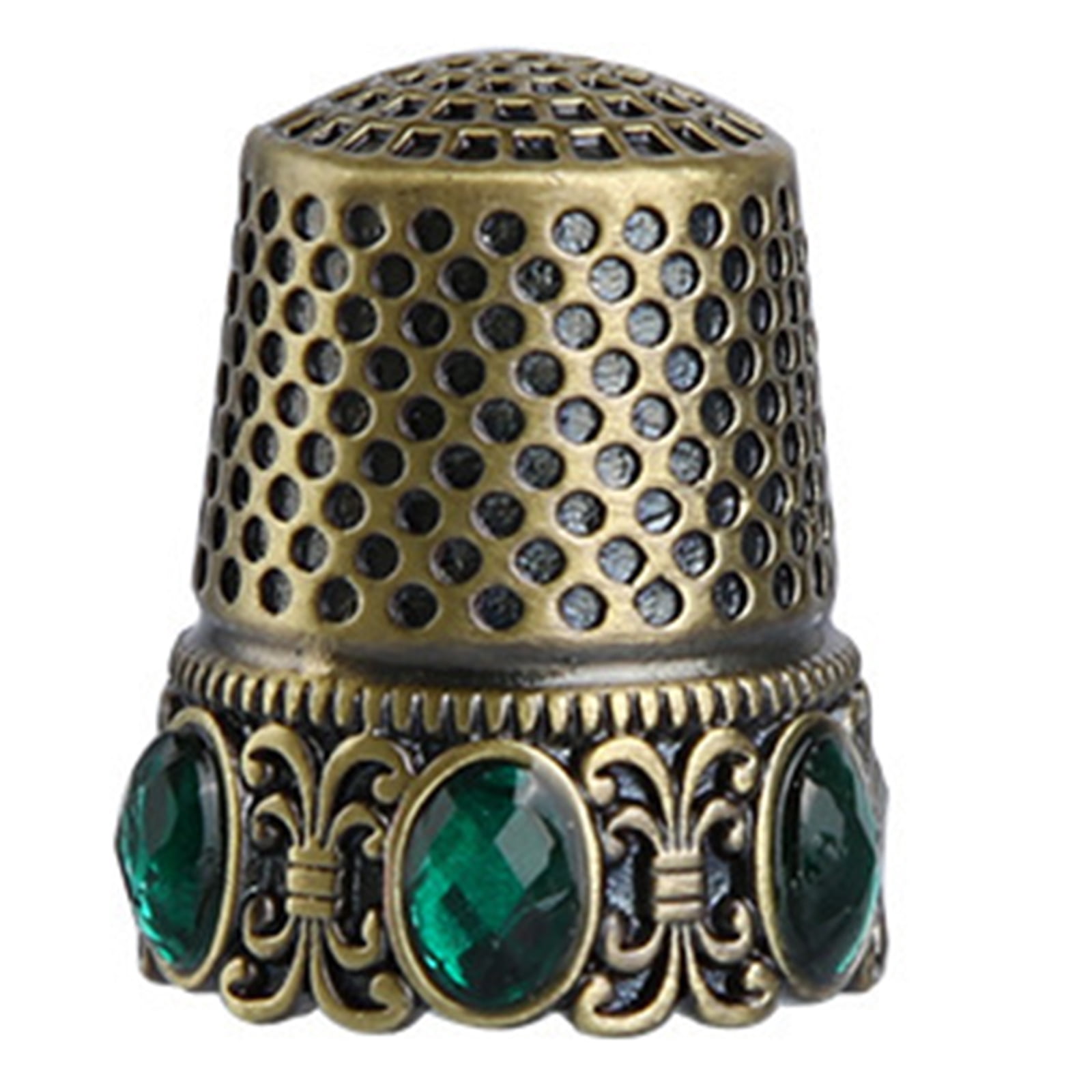 Antique Rhinestones Metal Thimble Finger Protectors Finger Tip Guard ...