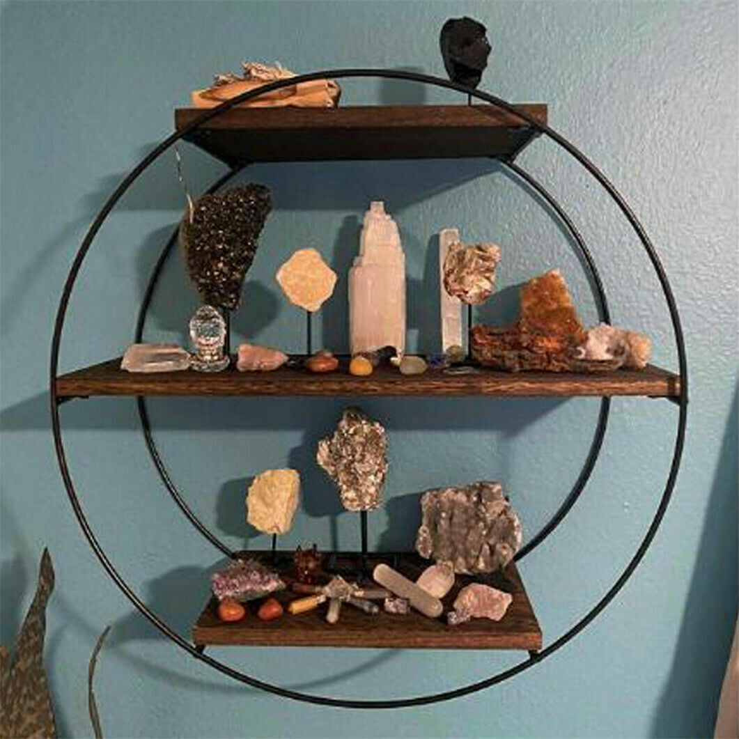 Antique Ring Wood Floating Shelves Wall Display Shelf w/ Heavy Duty ...