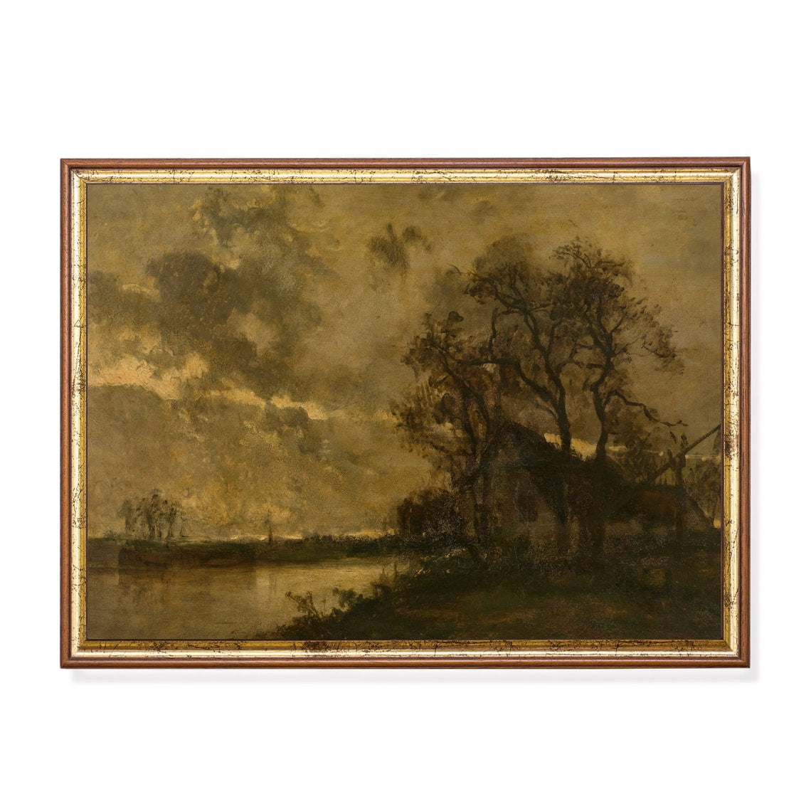 Antique River Cottage Poster Moody Twilight Landscape Unframed Paper ...