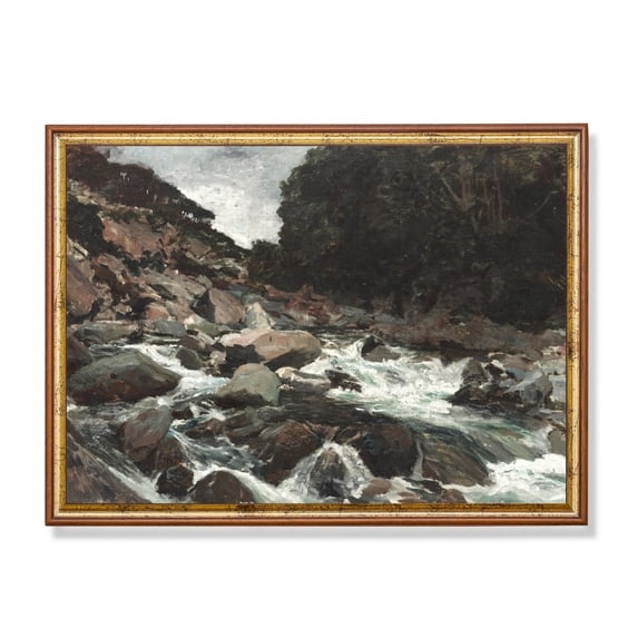 Antique River Landscape Poster Th Century Mountain Stream Poster Wall ...