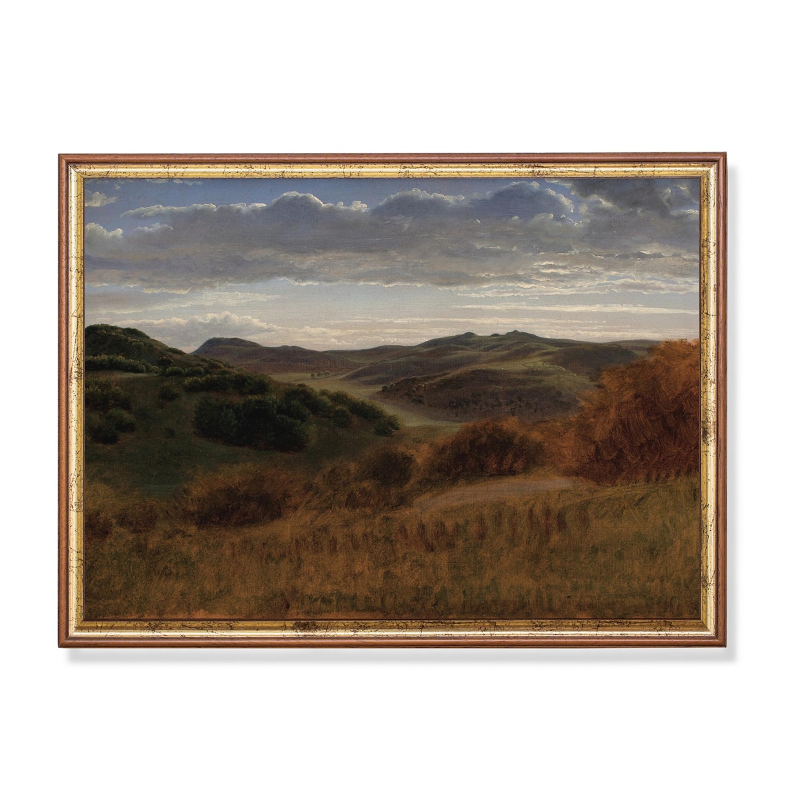Antique Rolling Hills Landscape - Th Century Pastoral Art Home Decor ...