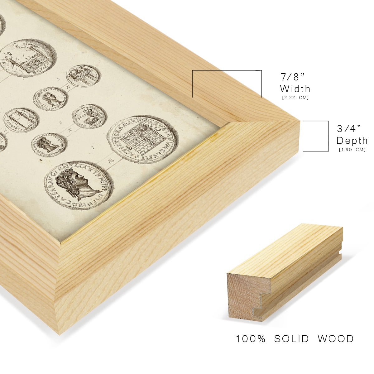 Wexford Home Antique Roman Coins Framed Print Natural Wood Premium ...