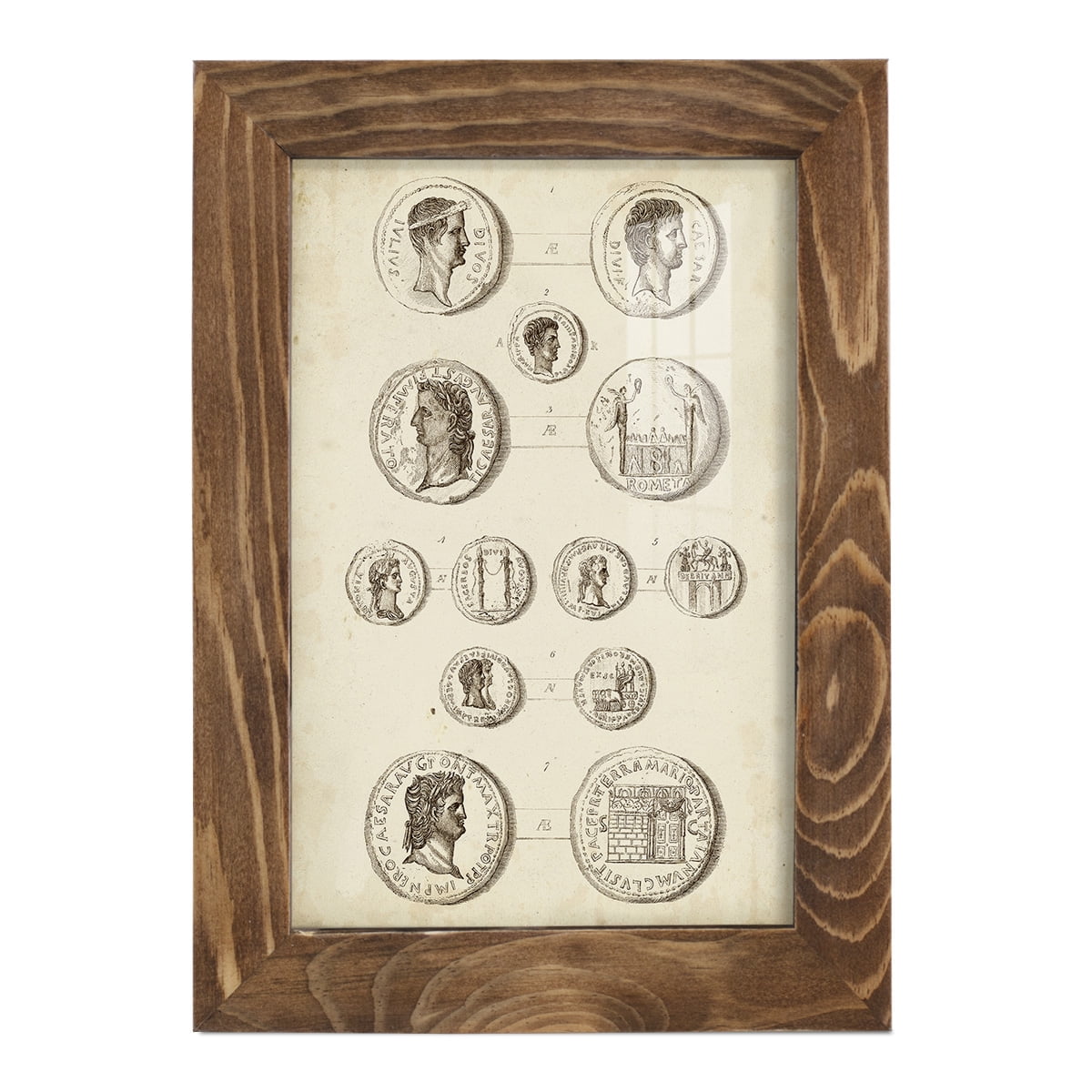 Antique Roman Coins I -Framed Print w/glass-Walnut - Walmart.com