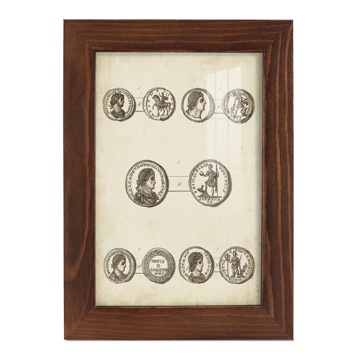 Antique Roman Coins V -Framed Print w/glass-Chestnut - Walmart.com