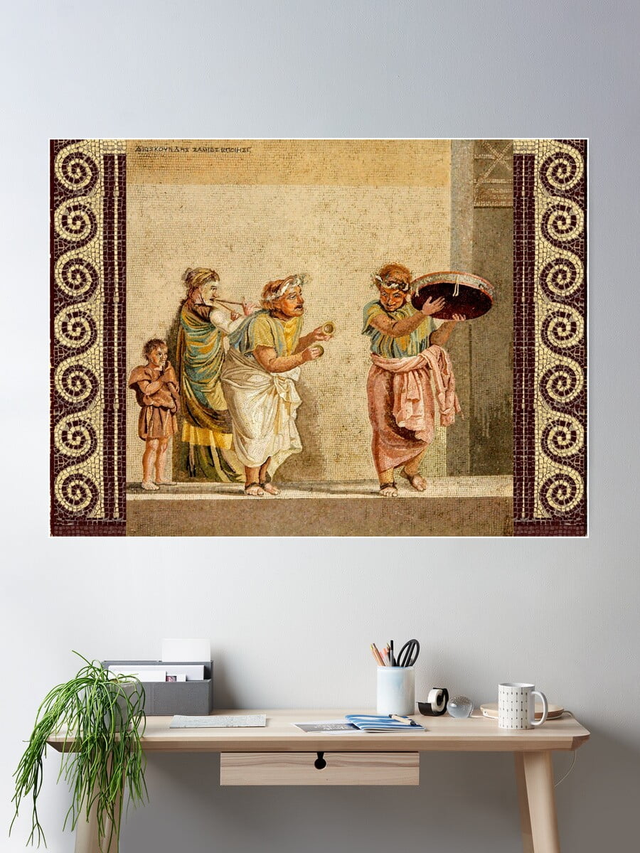 Antique Roman Mosaics ,Greek Comedy Theater Scene With Musicians And ...