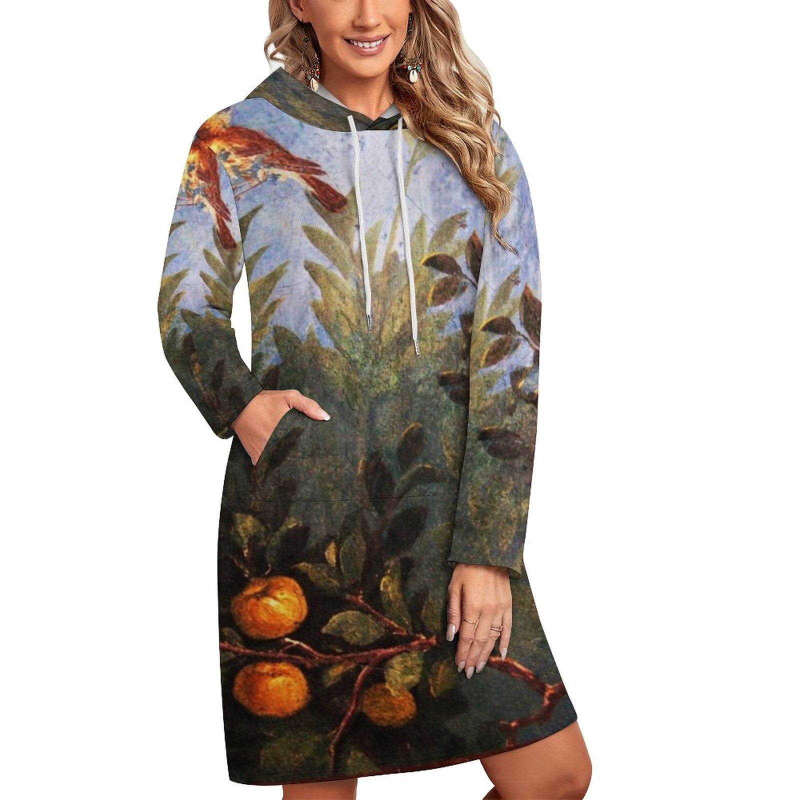 Antique Roman Wall Painting Flower Garden Flying Birds Over Quince ...