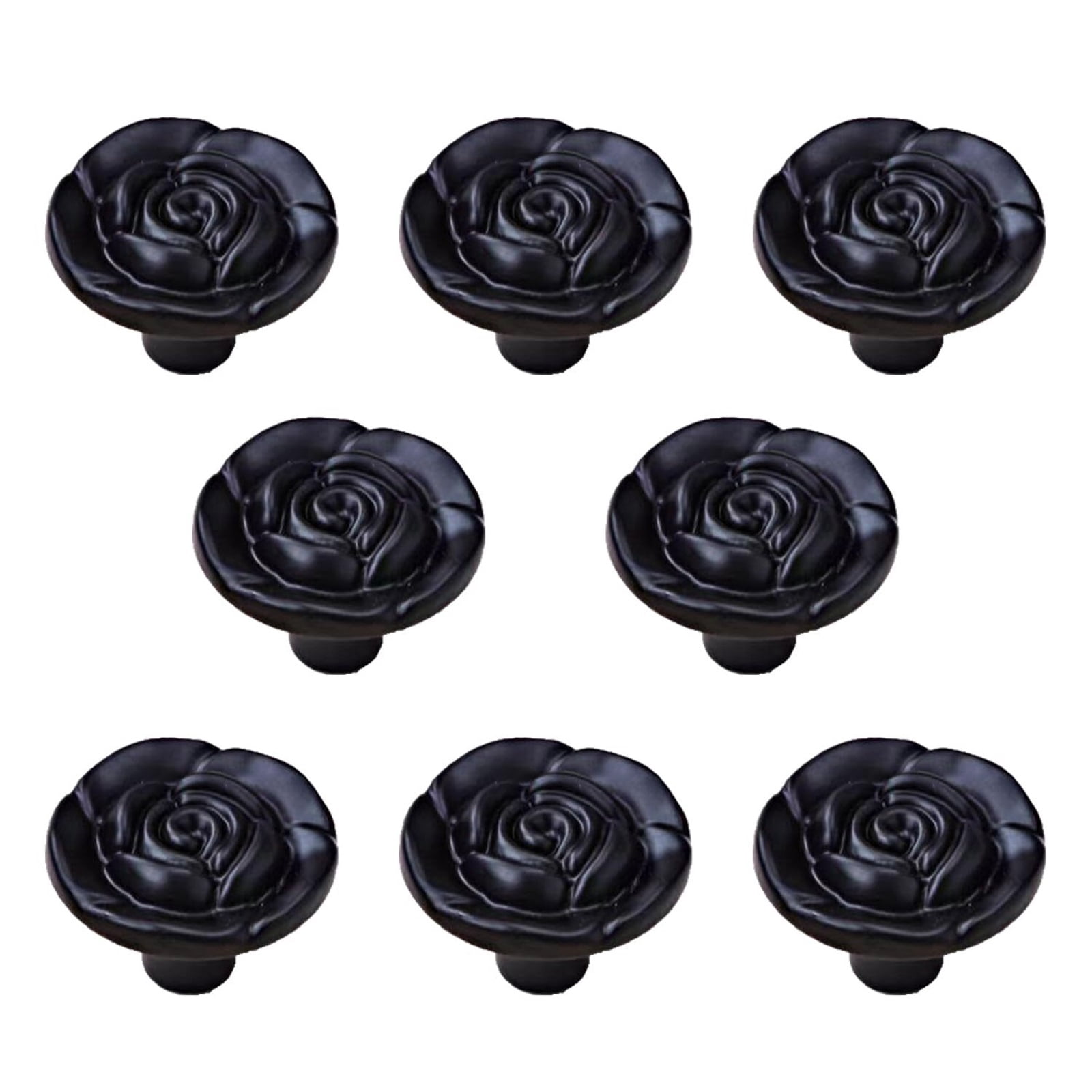 Antique Rose Flower Cabinet Knobs, Zinc Alloy White Drawer Pull Handles ...