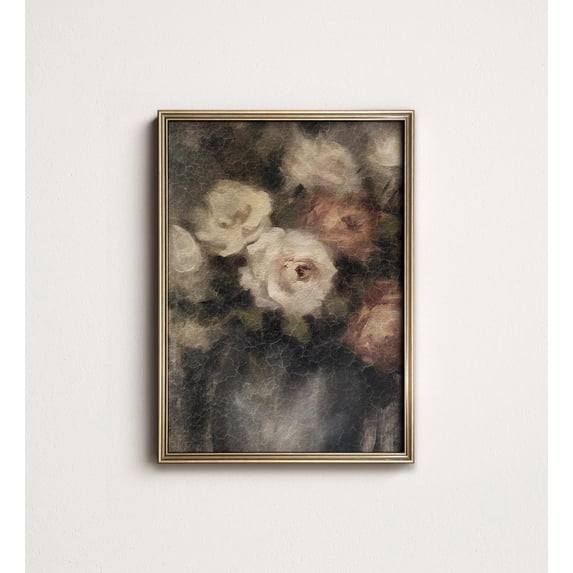 Antique Roses Still Life, Moody Botanical Print, Unframed Paper Poster ...