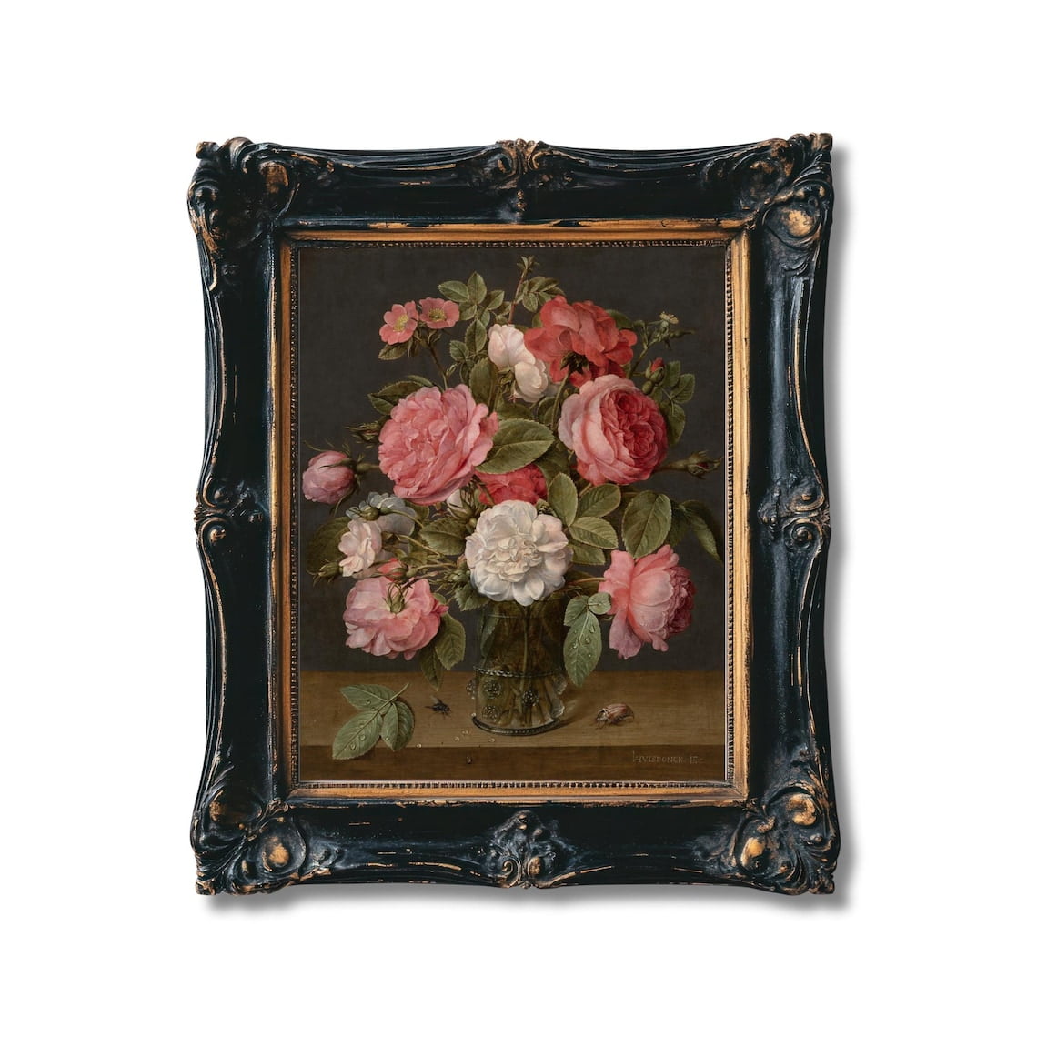 Antique Roses Still Life Poster Dutch Golden Age Botanical Art Home ...