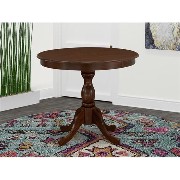 Antique Round Wood Table with Mahogany Table Top Surface & Asian Wood ...