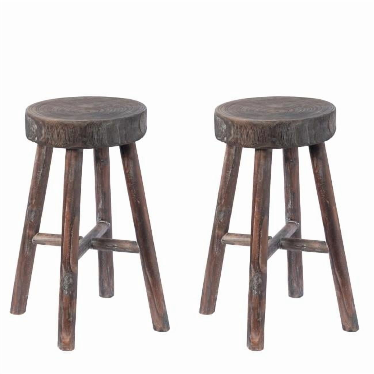 Antique Round Wooden Chair Log Cabin Stools - Set of 2 - Walmart.com