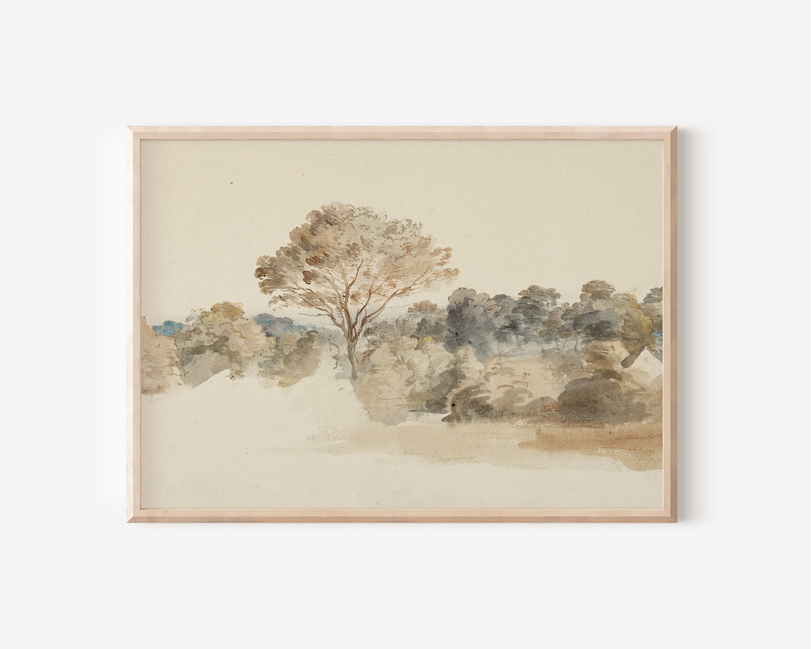 Antique Rustic Muted Landscape Vintage Neutral Minimalist Poster ...