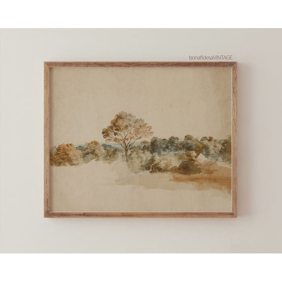 Antique Rustic Muted Neutral Landscape Wall Art Poster , Poster Print ...