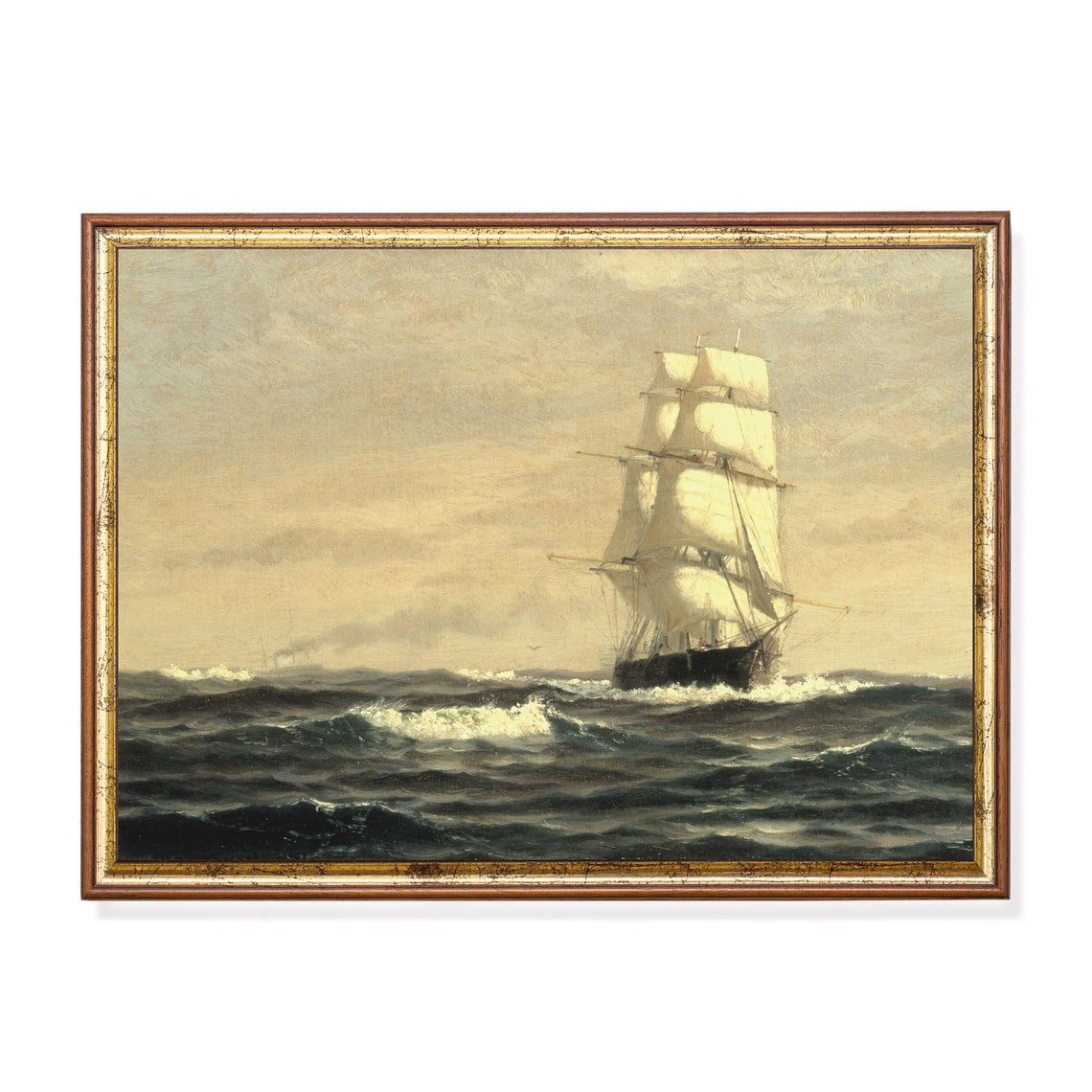 Antique Sailing Ship Poster Vintage Nautical Seascape Home Decor, 24x36 ...