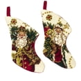 Antique Santa Christmas Stockings, Small Xmas Petit Point Mini Stocking ...