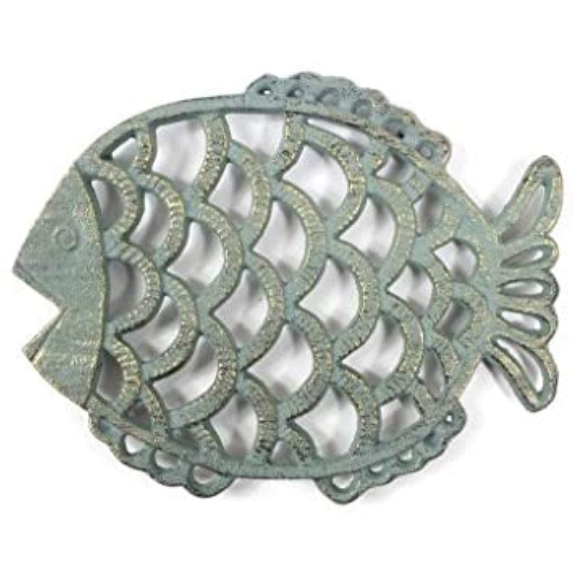 Antique Seaworn Bronze Cast Iron Big Fish Trivet 8" - Sea Life Decor ...