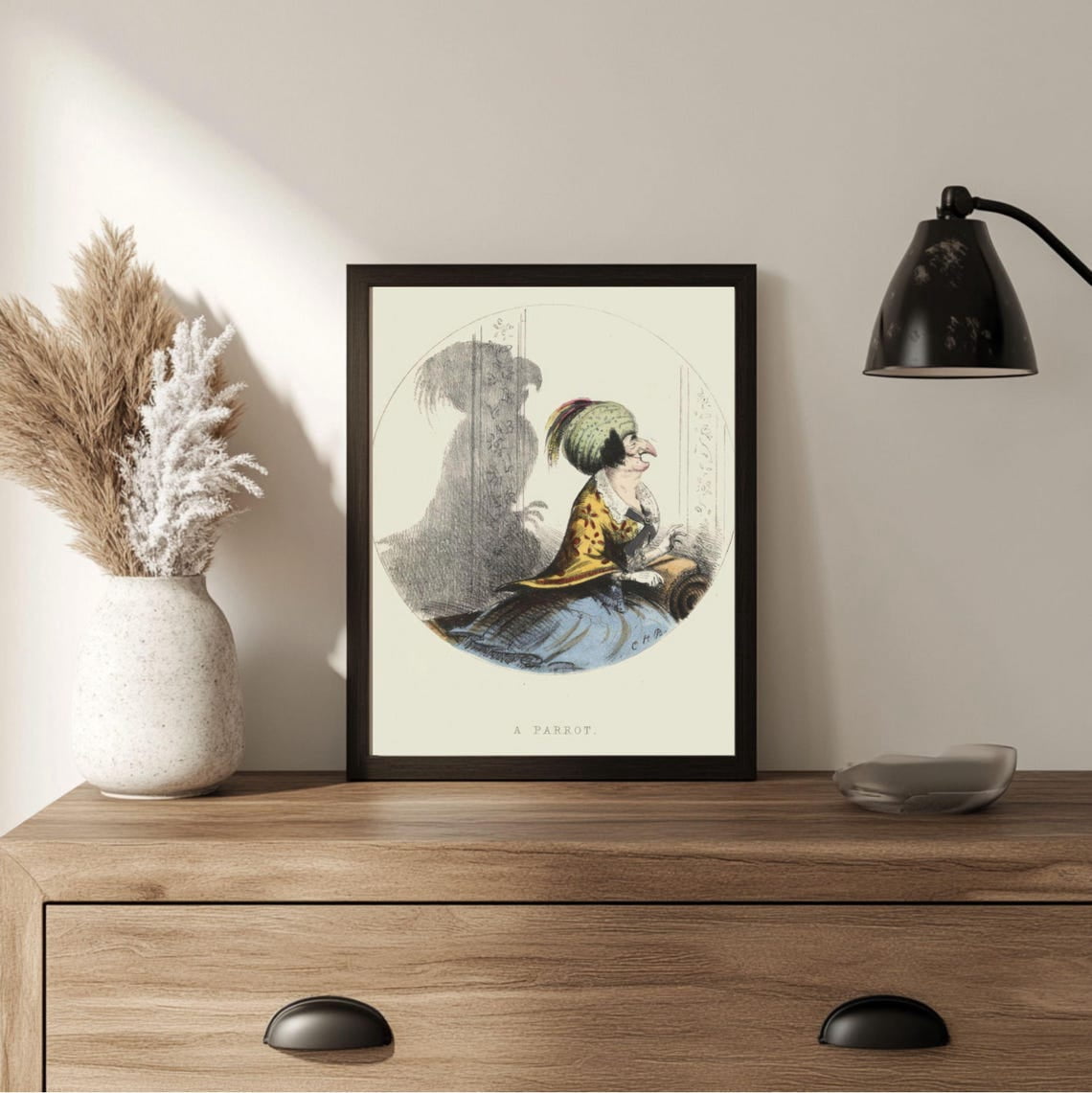 Antique Shadow Book Illustration Vintage Strange Antique Parrot Poster ...