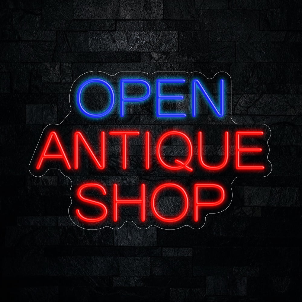 Antique Shop Open LED Neon Sign 23"L x 15"H #25083 - Walmart.com