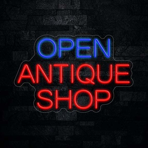 Antique Shop Open LED Neon Sign 23"L x 15"H #25083 - Walmart.com