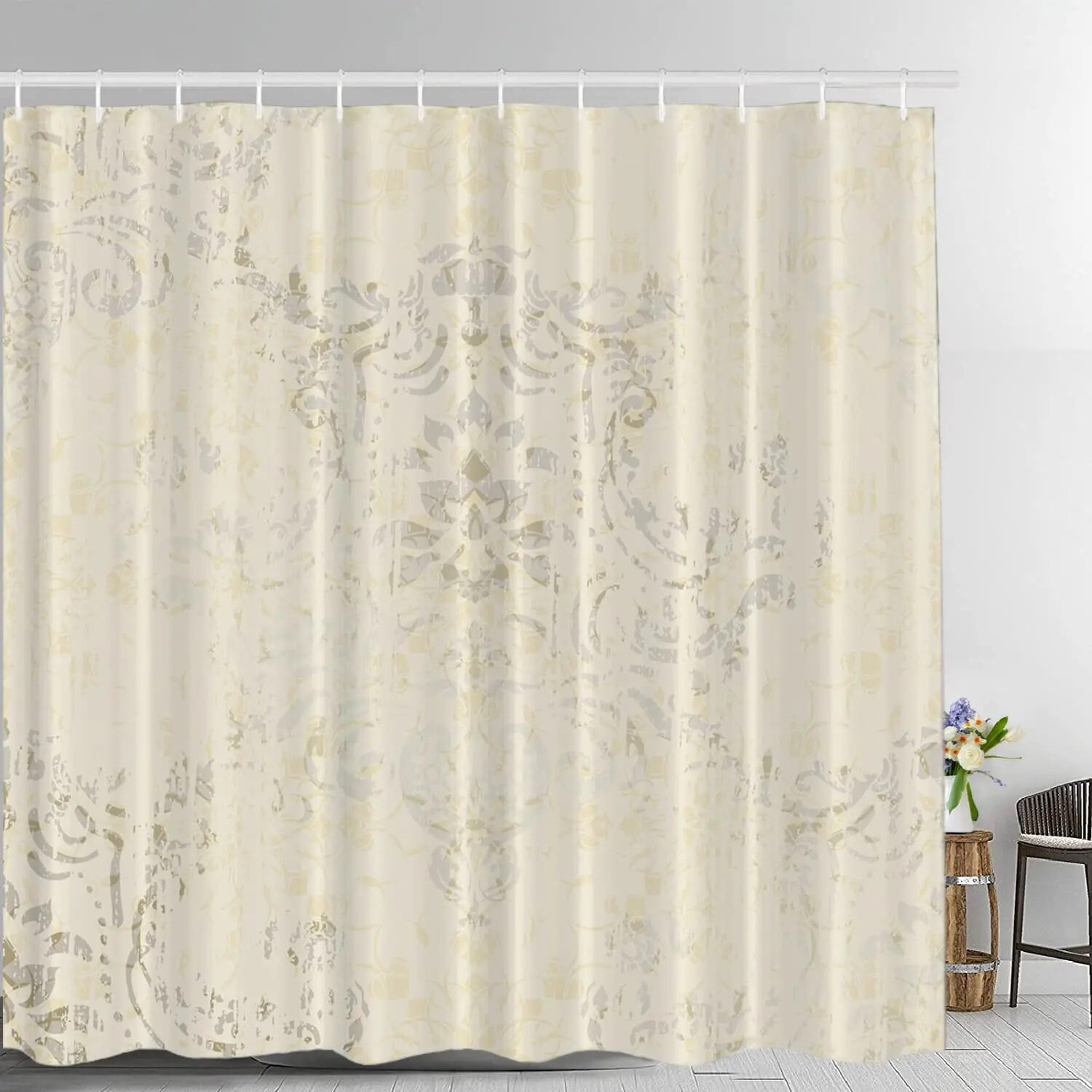 Antique Shower Curtain Victorian Style Medieval Motifs With Classic