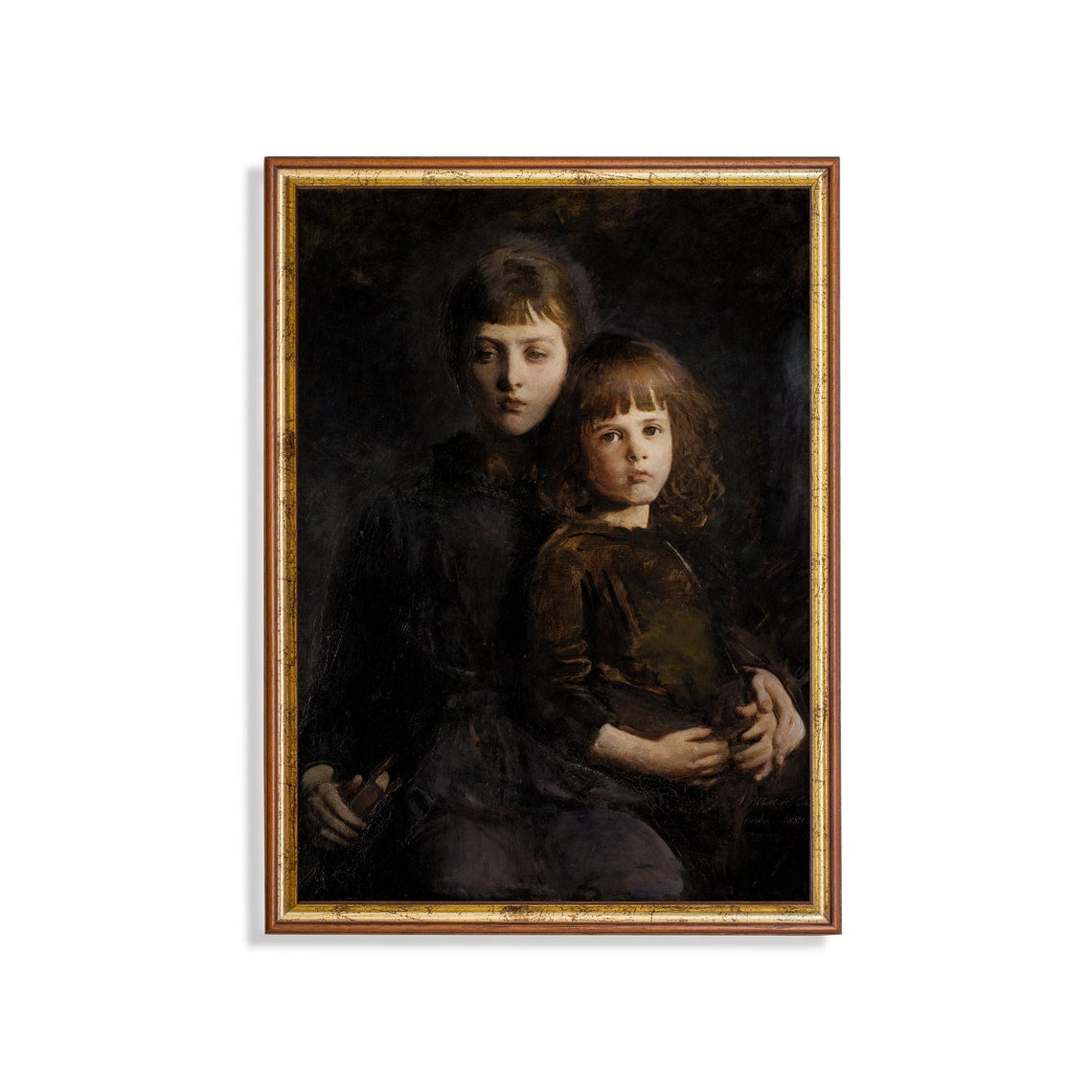 Antique Sibling Portrait Poster Vintage Children Fine Art Home Decor ...