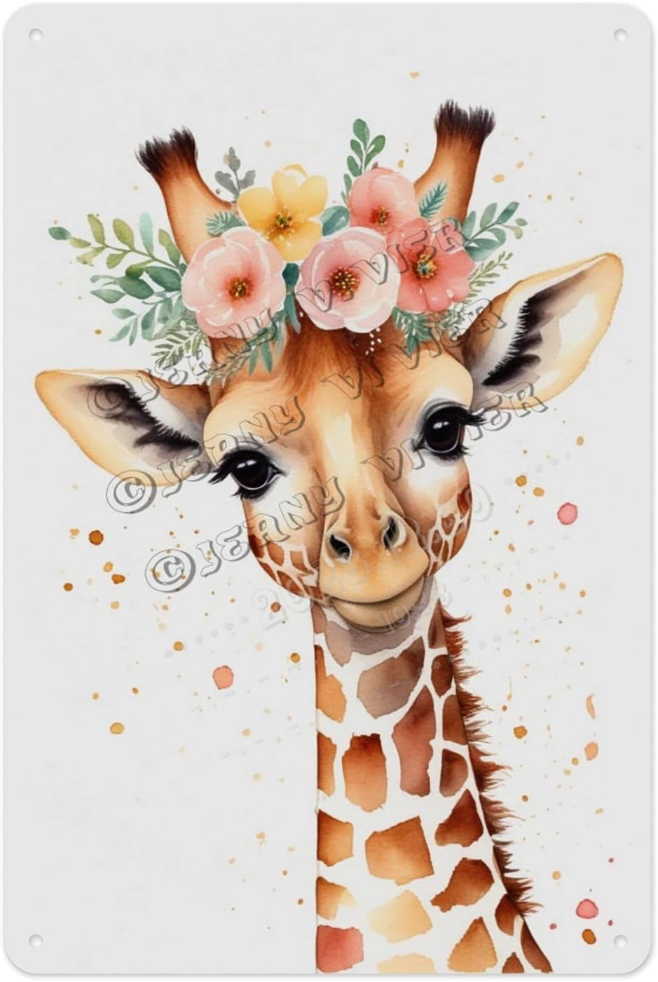 Antique Sign, Aluminum, 8 x 12 Inches, Cute Giraffe Design,For Living ...