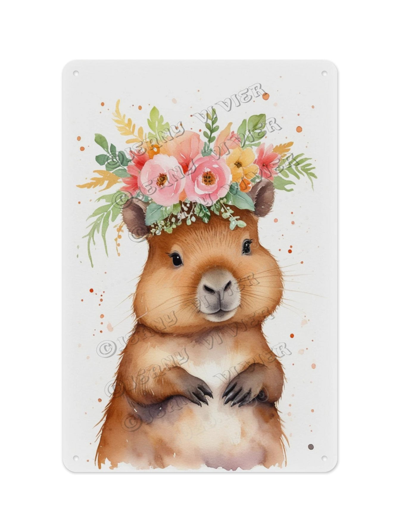 Antique Sign, Aluminum, 8 x 12 Inches, Featuring Watercolor Capybara ...