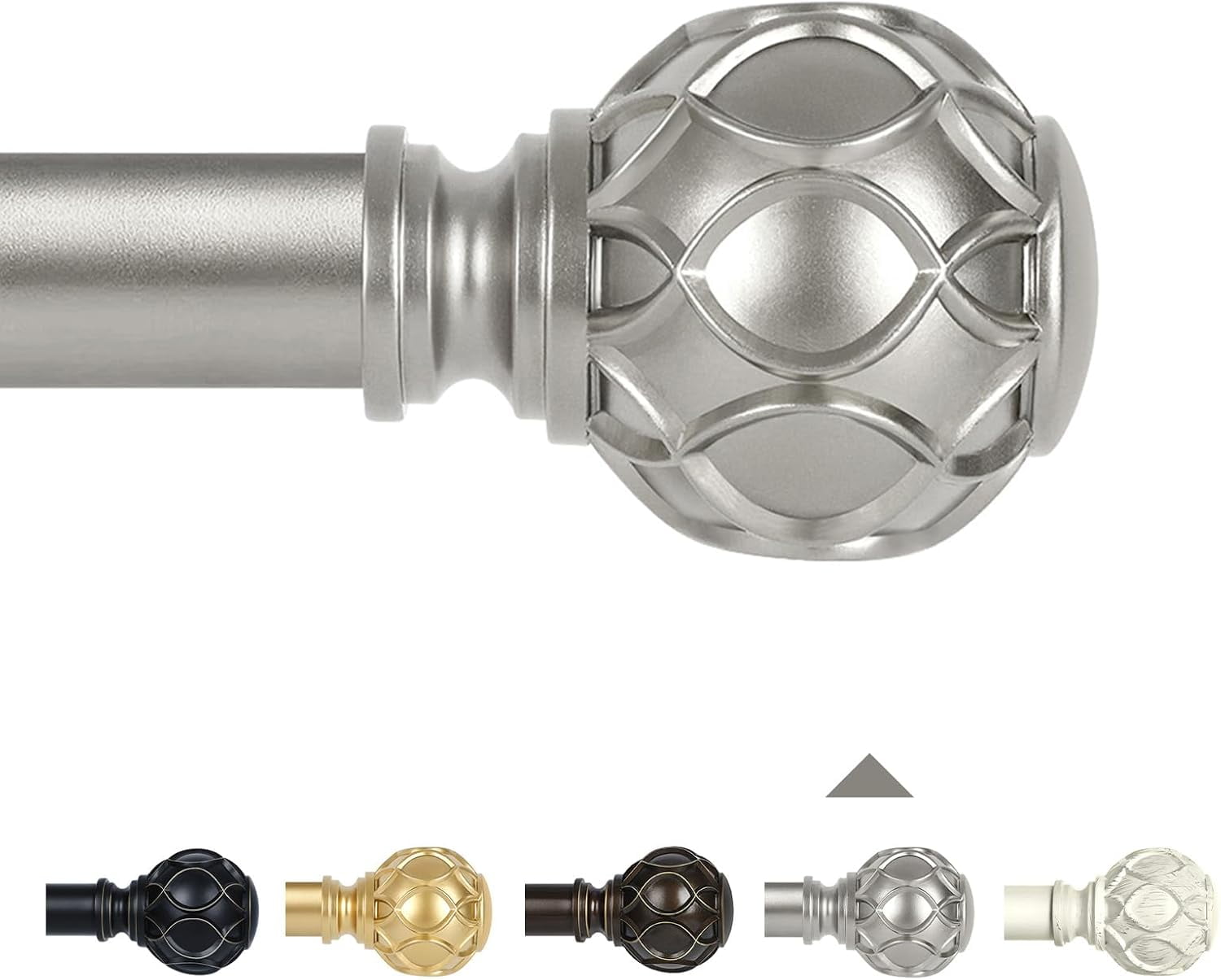 Antique Silver Adjustable Curtain Rods for Windows: 66-120 Inch Heavy ...