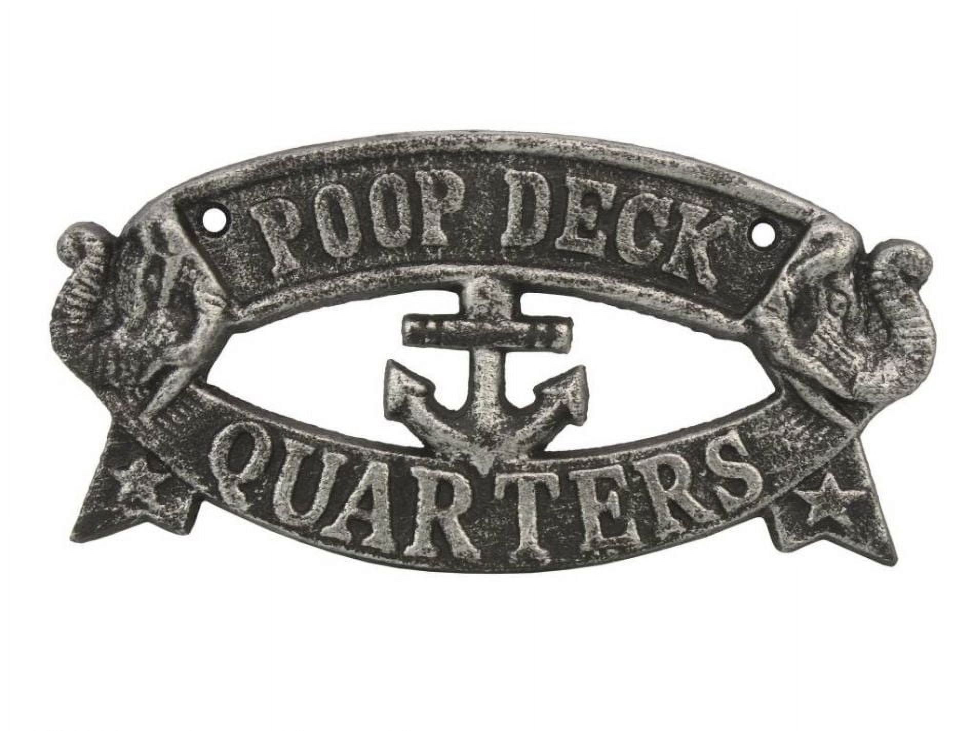 Antique Silver Cast Iron Poop Deck Quarters Sign 8" - Walmart.com